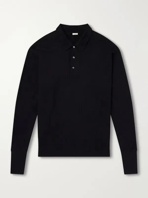 A.PRESSE Wool Polo Shirt - Black