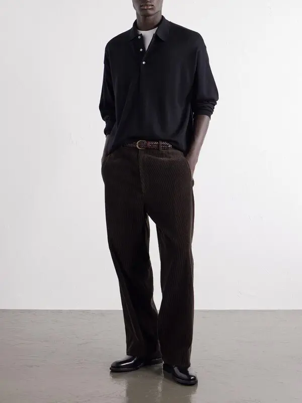 A.PRESSE Wool Polo Shirt - Black