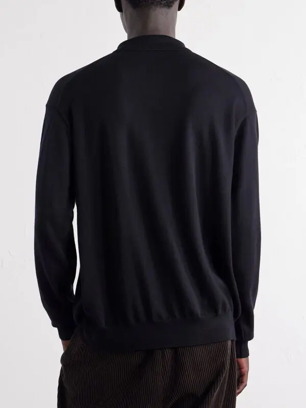 A.PRESSE Wool Polo Shirt - Black