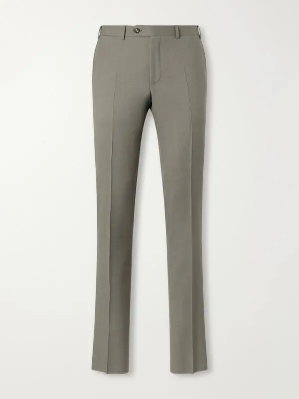 Canali Tailored Wool Suit Trousers - Brown