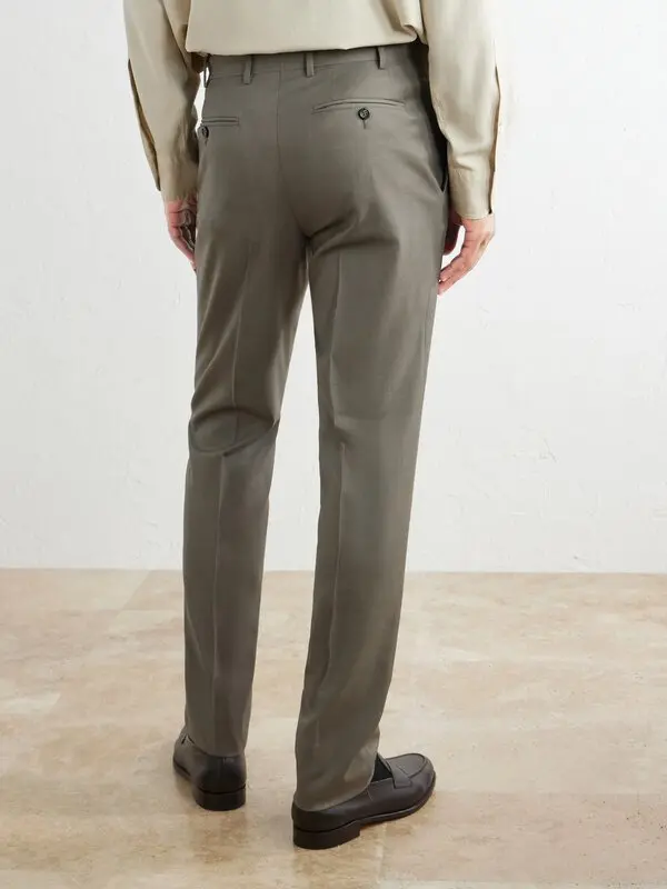Canali Tailored Wool Suit Trousers - Brown