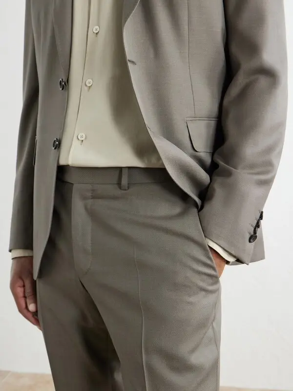 Canali Tailored Wool Suit Trousers - Brown