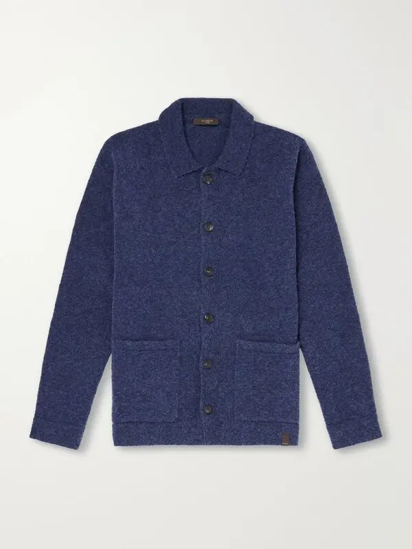 SLOWEAR Bouclé Wool-blend Cardigan - Blue