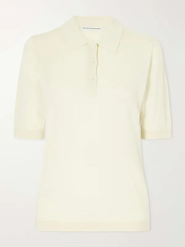 Studio Nicholson Ribbed Merino Wool And Silk-blend Polo Sweater
