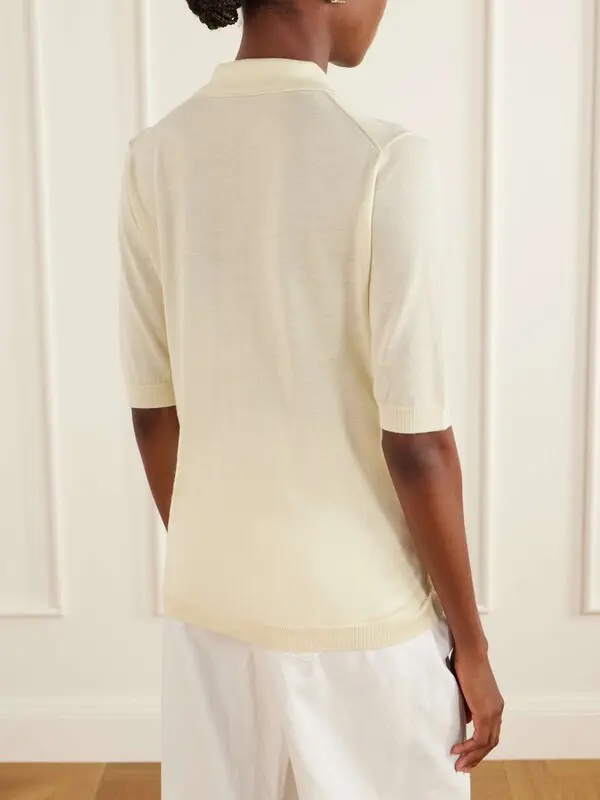 Studio Nicholson Ribbed Merino Wool And Silk-blend Polo Sweater