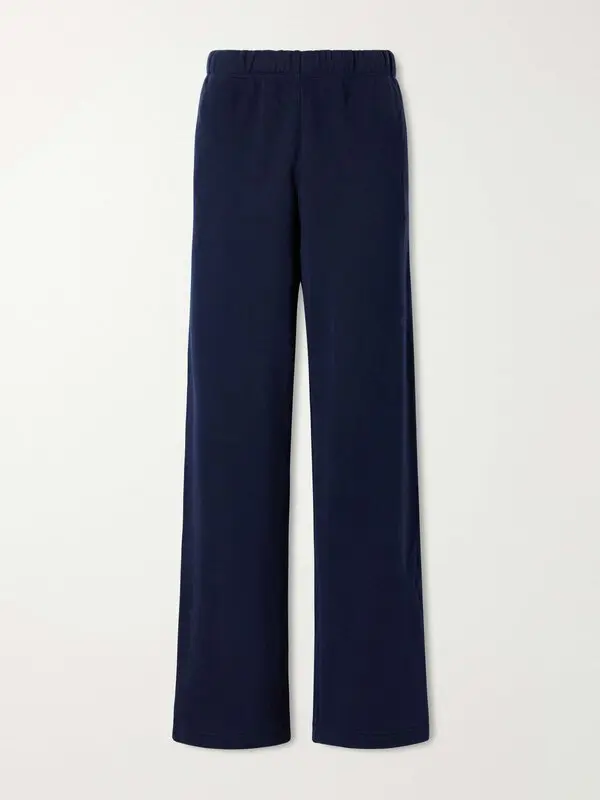 SKIMS Drawsting Cotton-blend Jersey Straight-leg Pants - Navy