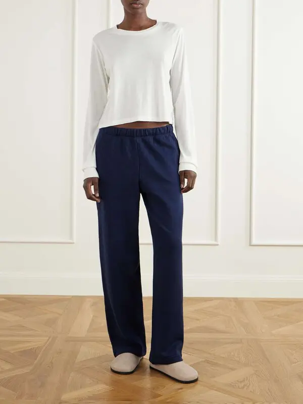 SKIMS Drawsting Cotton-blend Jersey Straight-leg Pants