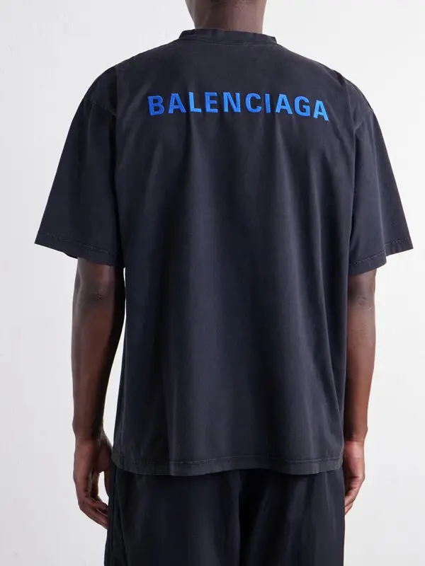 Balenciaga Logo-embroidered Cotton-jersey T-shirt