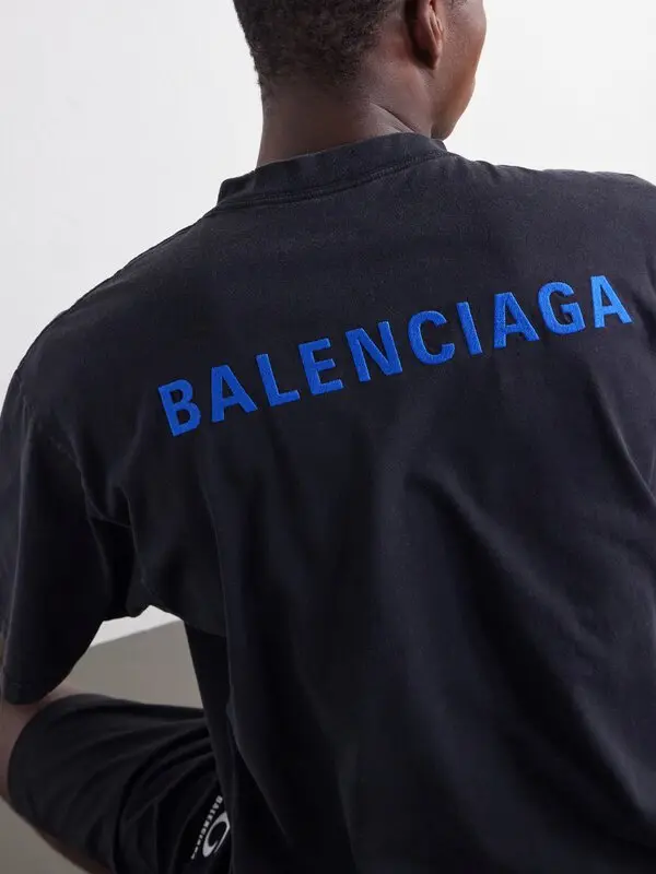 Balenciaga Logo-embroidered Cotton-jersey T-shirt