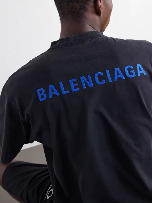 Balenciaga Logo-embroidered Cotton-jersey T-shirt