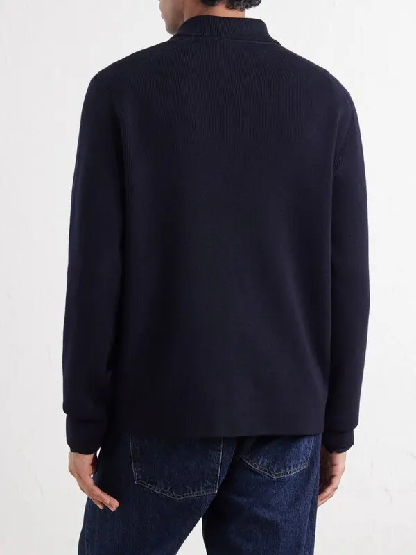 Orlebar Brown Shelby Ribbed Merino Wool Zip-up Sweater - Blue