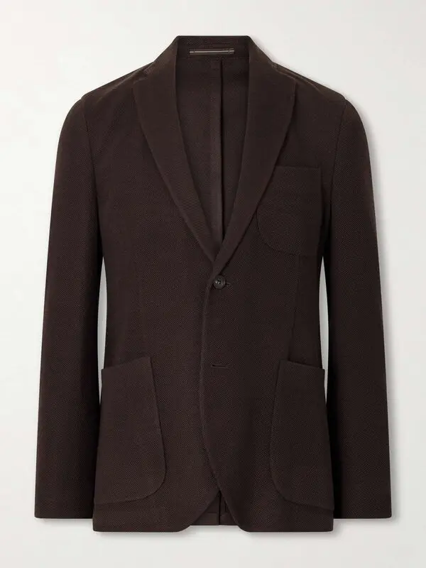 SLOWEAR Wool-blend Woven Waffle Jersey Blazer