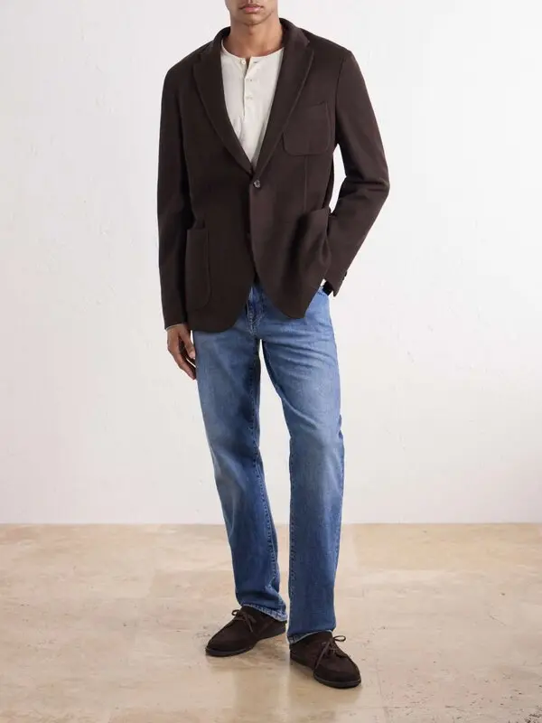 SLOWEAR Wool-blend Woven Waffle Jersey Blazer