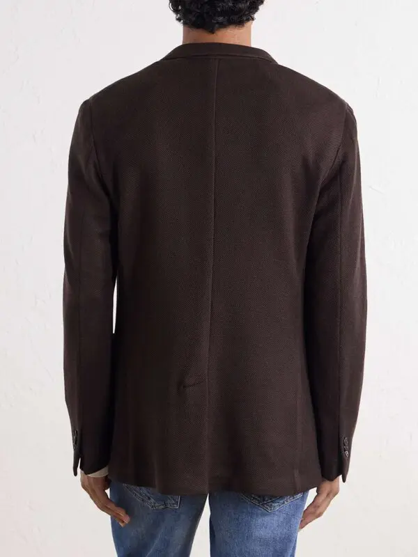 SLOWEAR Wool-blend Woven Waffle Jersey Blazer