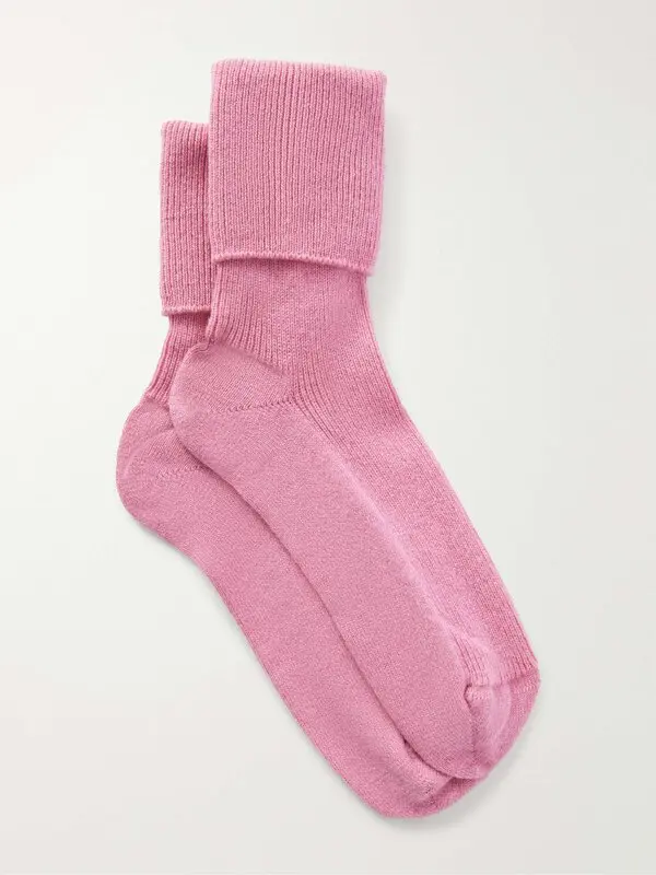 Johnstons Of Elgin Ribbed Cashmere-blend Socks - Pink