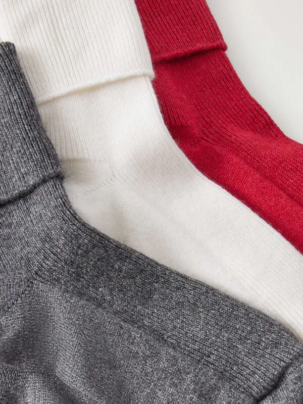 Johnstons Of Elgin Set Of Three Ribbed Cashmere-blend Socks