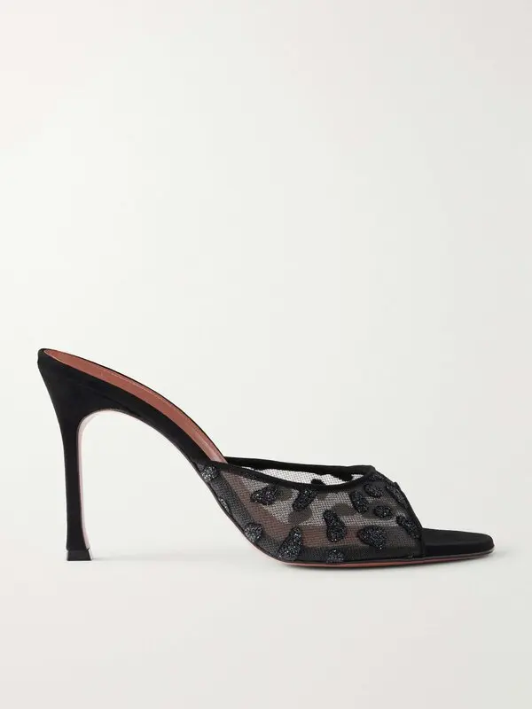 Amina Muaddi Alexa 95 Embellished Mesh Sandals