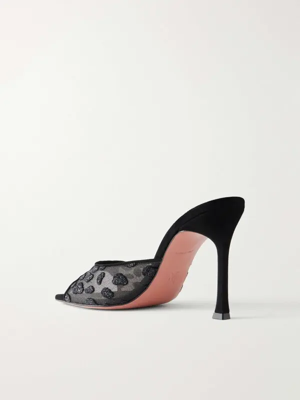 Amina Muaddi Alexa 95 Embellished Mesh Sandals