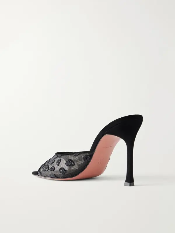 Amina Muaddi Alexa 95 Embellished Mesh Sandals