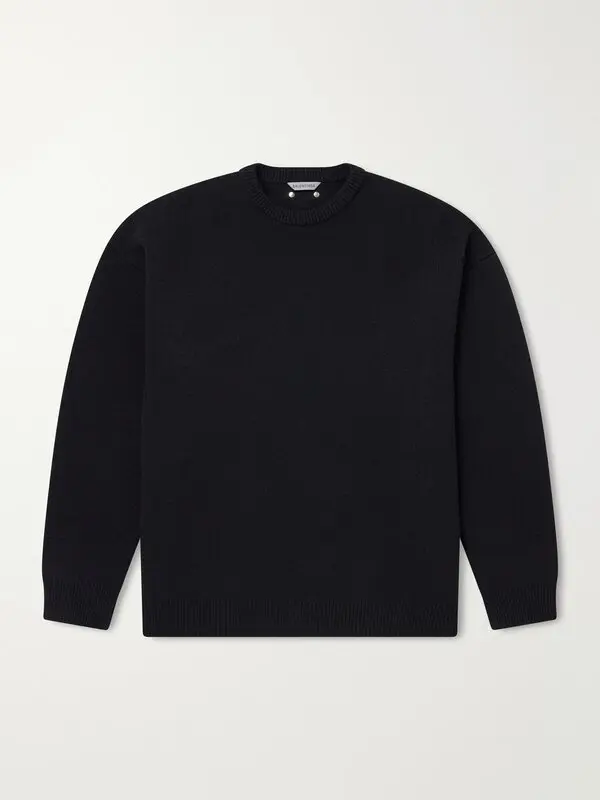 Balenciaga City Wool-blend Crewneck Sweater - Black