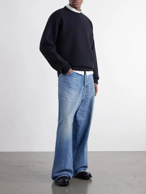 Balenciaga City Wool-blend Crewneck Sweater - Black