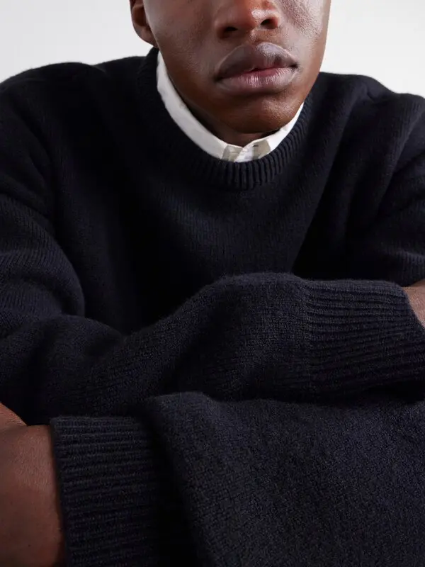 Balenciaga City Wool-blend Crewneck Sweater - Black