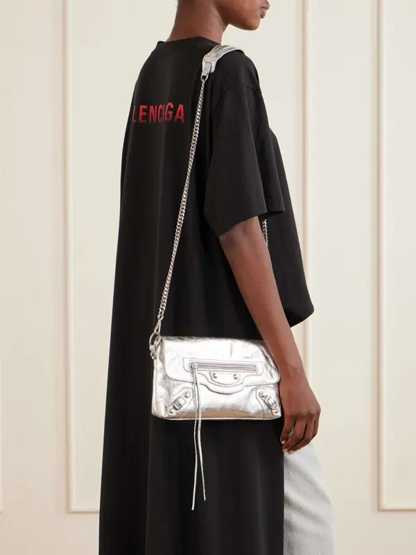 Balenciaga Le City Crinkled-leather Shoulder Bag