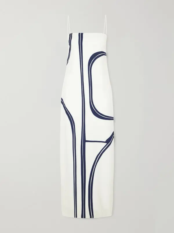 CALA DE LA CRUZ Inez Printed Jersey Maxi Dress - White