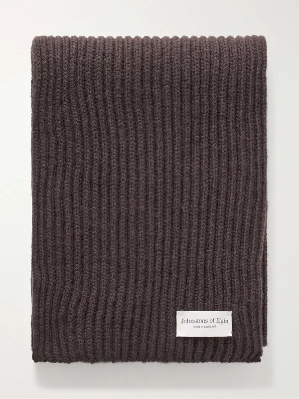 Johnstons Of Elgin Lovat Cashmere Ribbed Scarf
