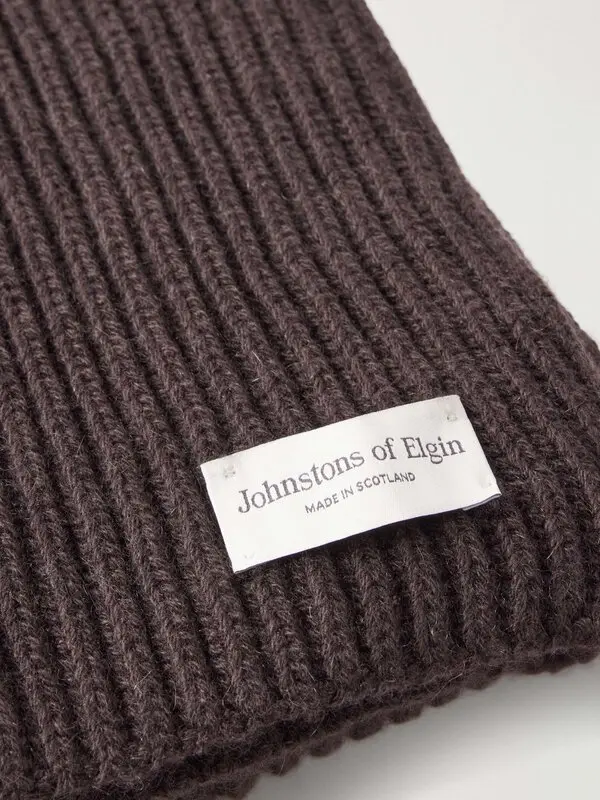 Johnstons Of Elgin Lovat Cashmere Ribbed Scarf