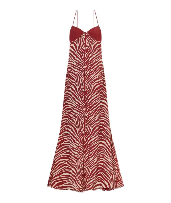 CALA DE LA CRUZ Zebra Print Maxi Dress