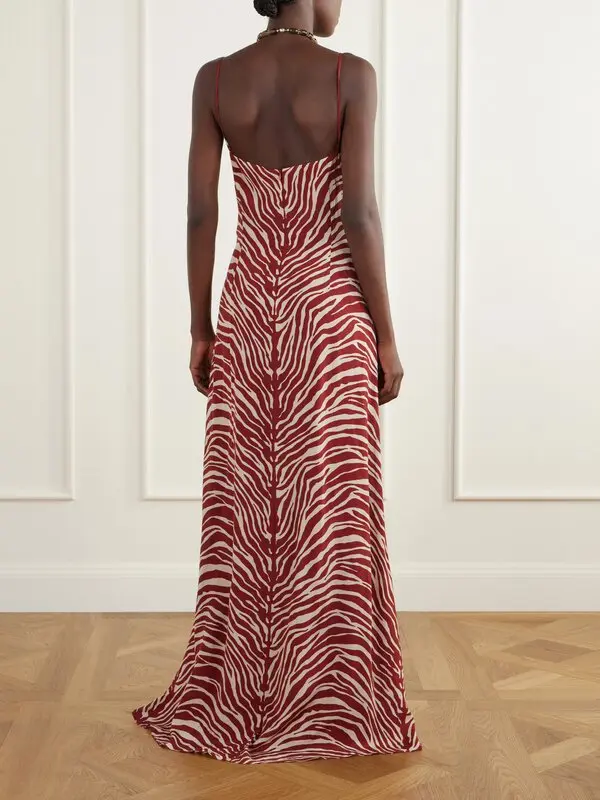 CALA DE LA CRUZ Zebra Print Maxi Dress