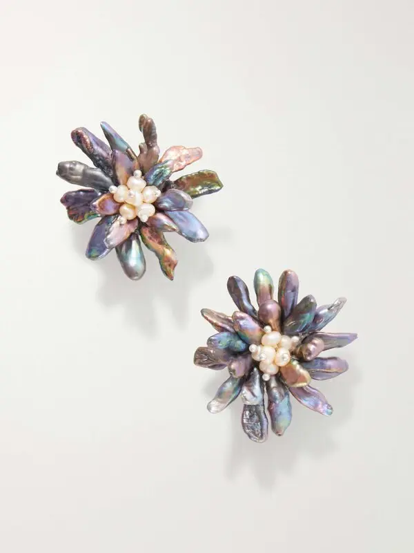 JENNIFER BEHR Pearlanna Crystal Silver-tone Earrings