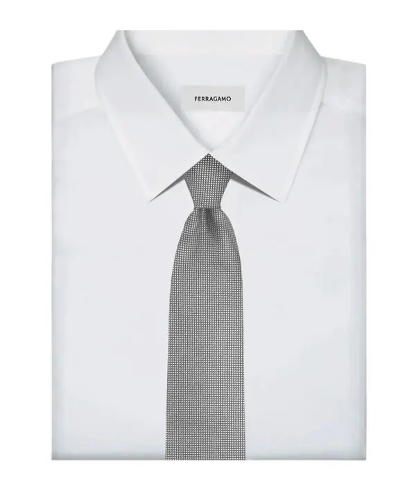 FERRAGAMO Cotton And Silk Piquet Tie