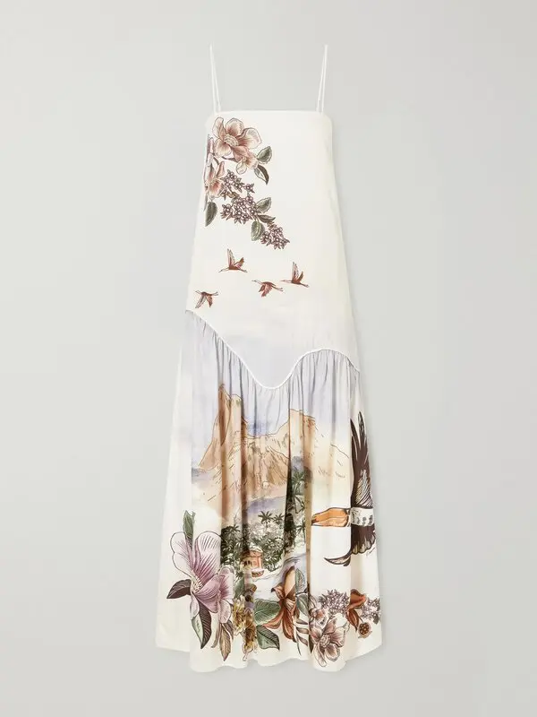Farm Rio Toile De Rio Printed Voile Maxi Dress - White