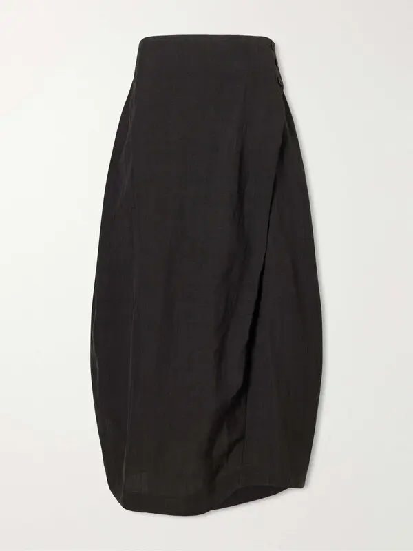 Studio Nicholson Pleated Linen-blend Midi Skirt