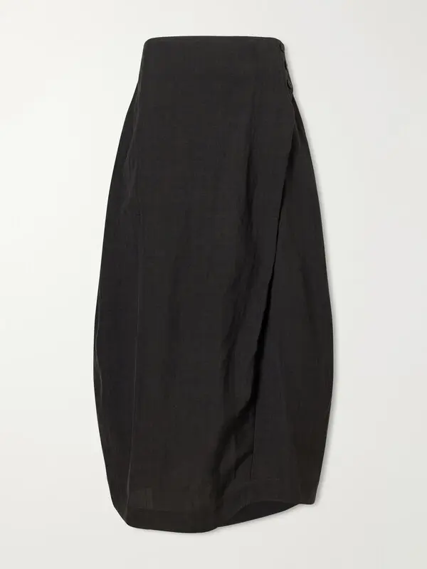Studio Nicholson Pleated Linen-blend Midi Skirt