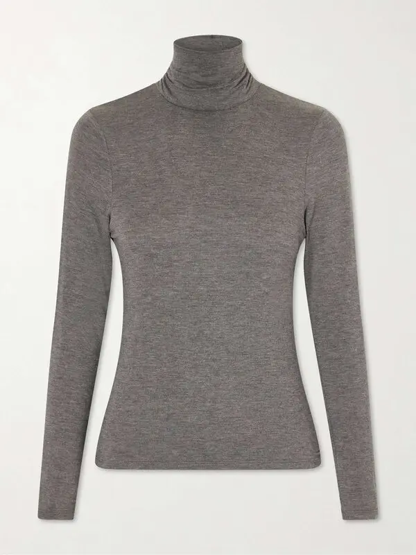 NILI LOTAN Keria Stretch-jersey Turtleneck Top - Dark Gray