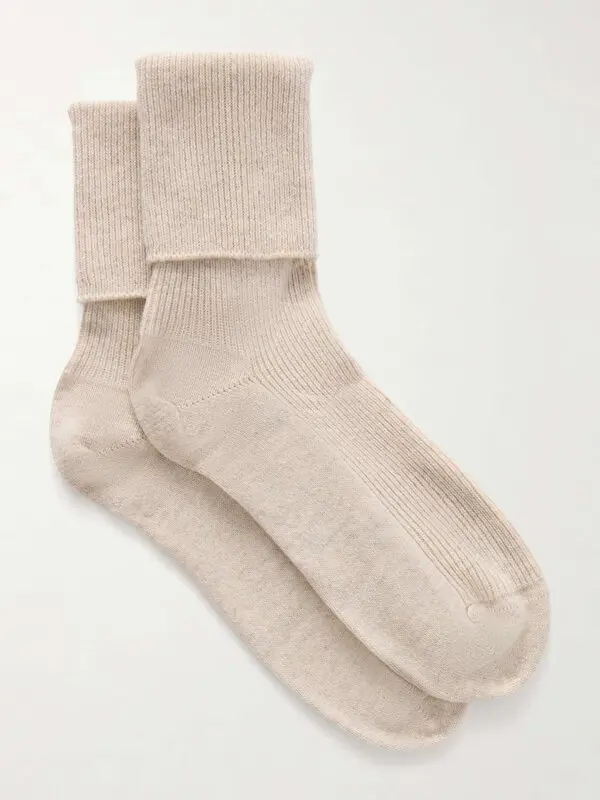 Johnstons Of Elgin Ribbed Cashmere-blend Socks