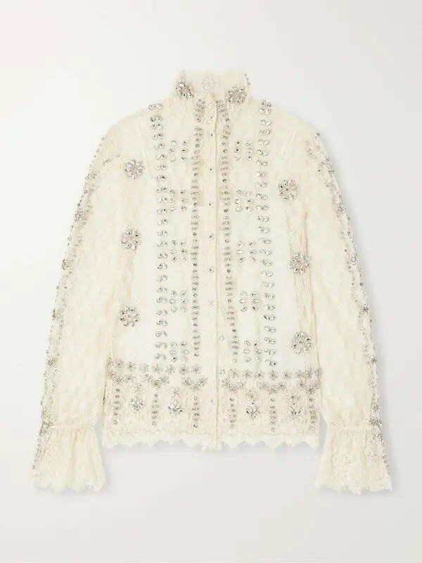 Costarellos Lilou Embellished Lace Shirt - Off-white