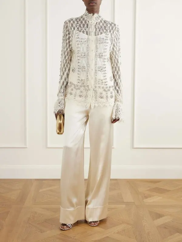 Costarellos Lilou Embellished Lace Shirt