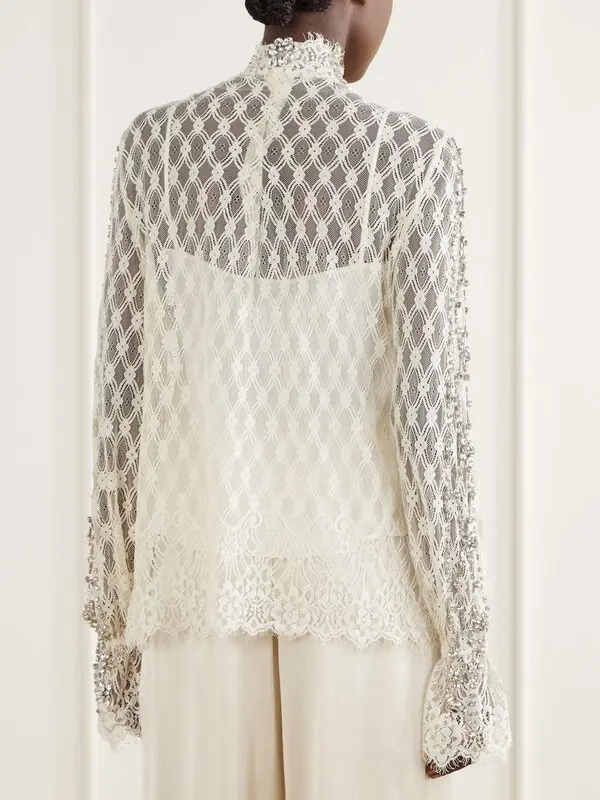 Costarellos Lilou Embellished Lace Shirt