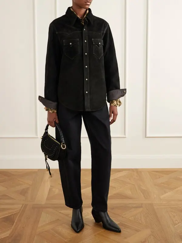 Ralph Lauren Willett Paneled Suede Jacket - Black