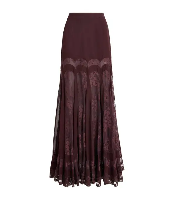 Zimmermann Silk Valiant Panelled Maxi Skirt - Brown