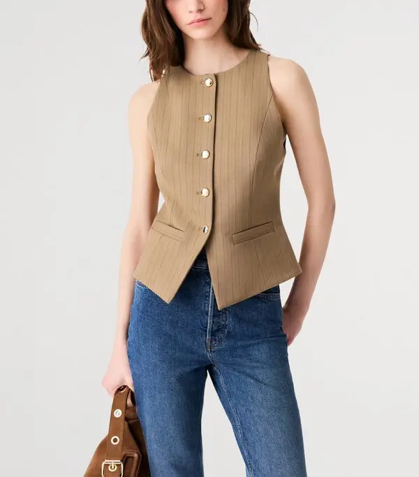 Maje Wool-blend Striped Waistcoat
