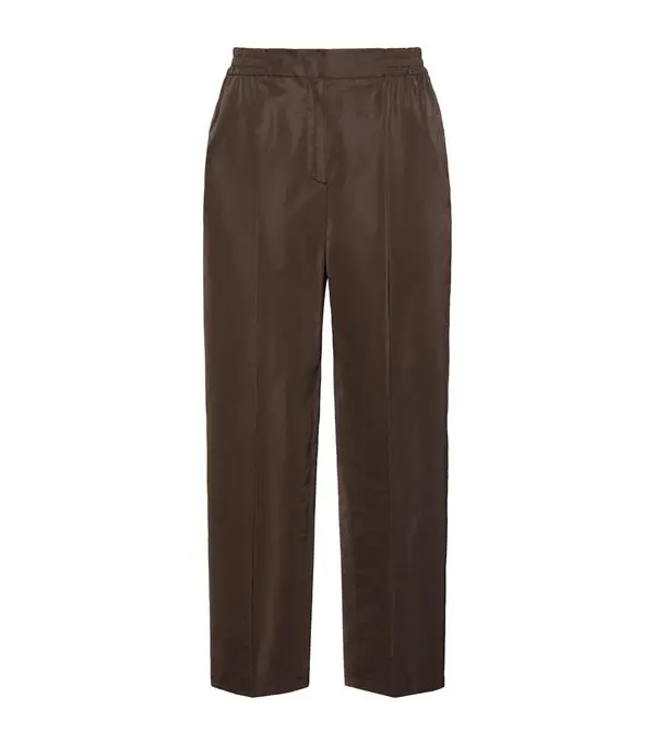 Max Mara Satin Straight Tailored Trousers - Brown