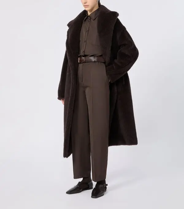 Max Mara Satin Straight Tailored Trousers - Brown