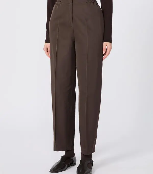 Max Mara Satin Straight Tailored Trousers - Brown