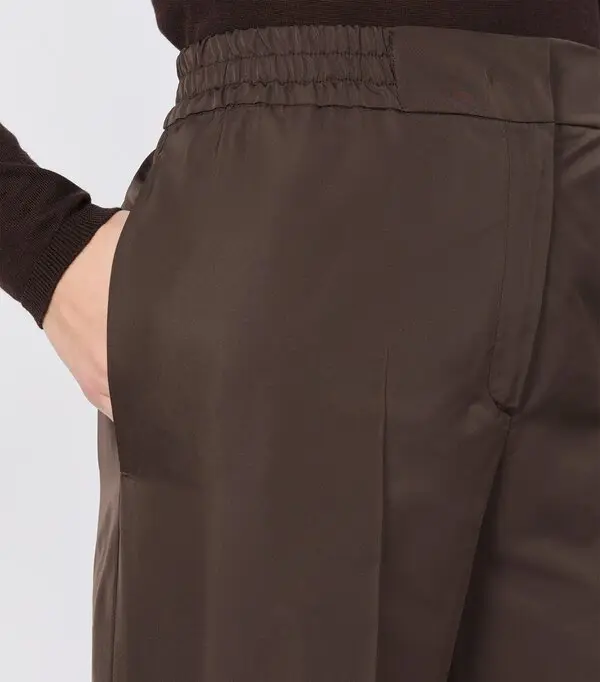 Max Mara Satin Straight Tailored Trousers - Brown