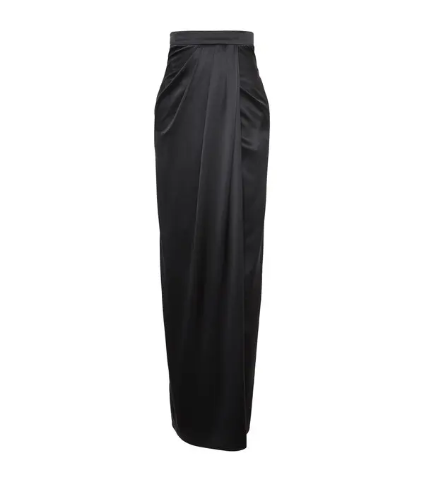 Max Mara Silk Gathered Maxi Skirt - Grey
